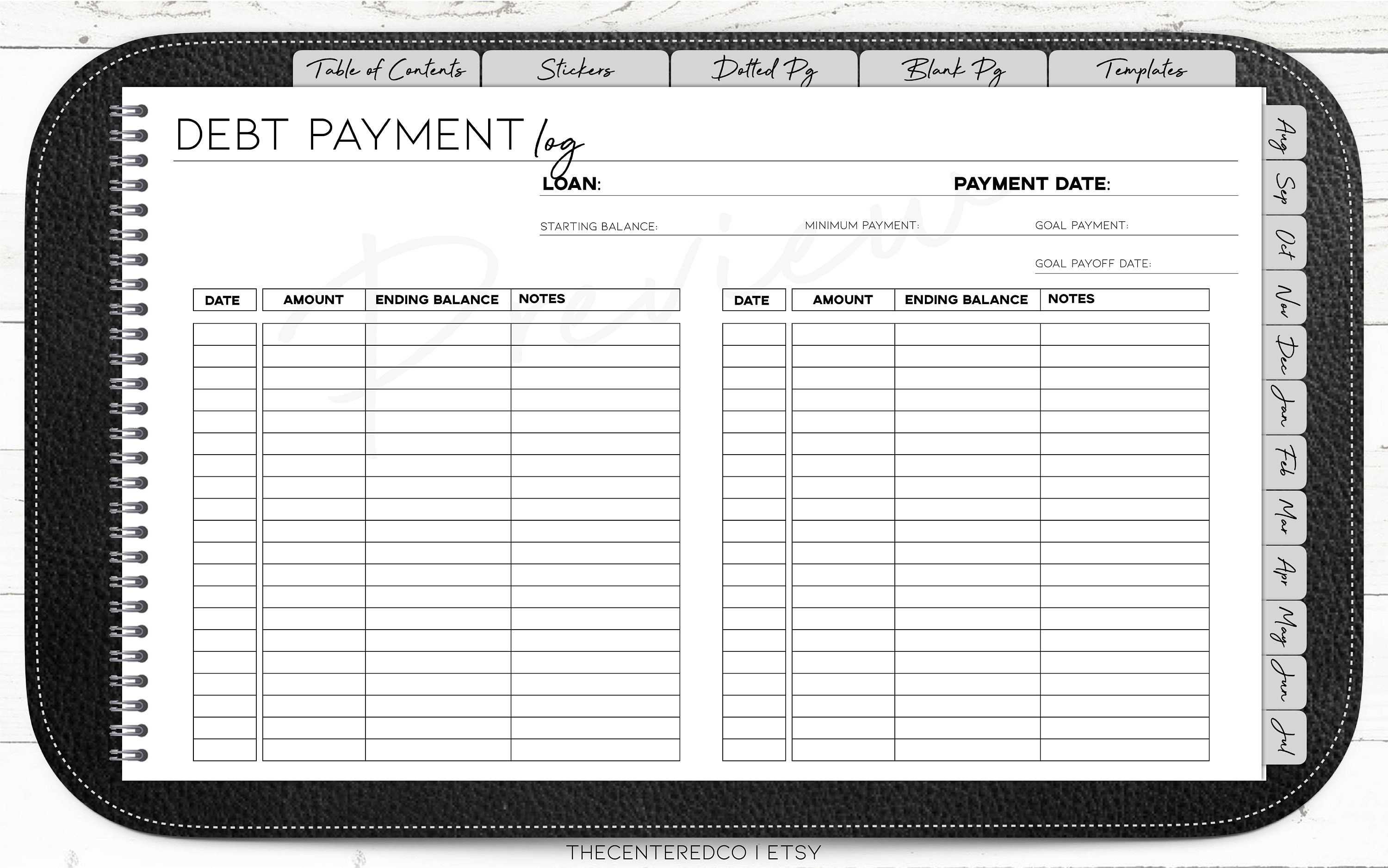 Financial Log 3 Pack PNG Stickers Digital Planner - Etsy UK