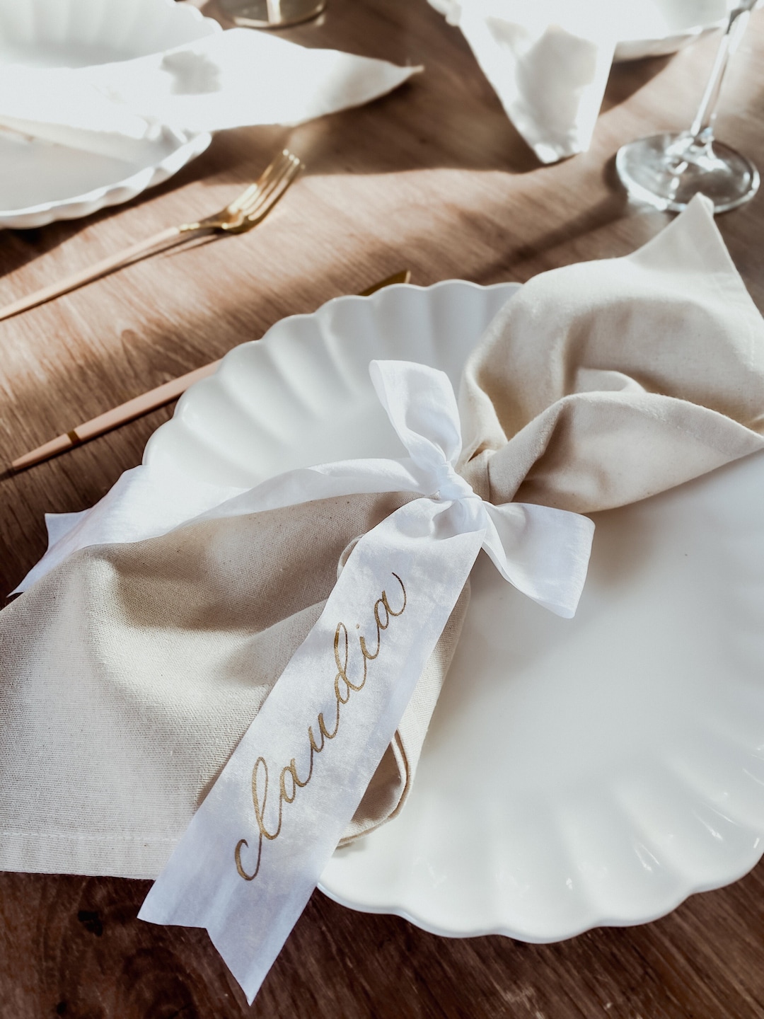 Calligraphy Ribbon Place Settings / Wedding Table Decor Styling ...
