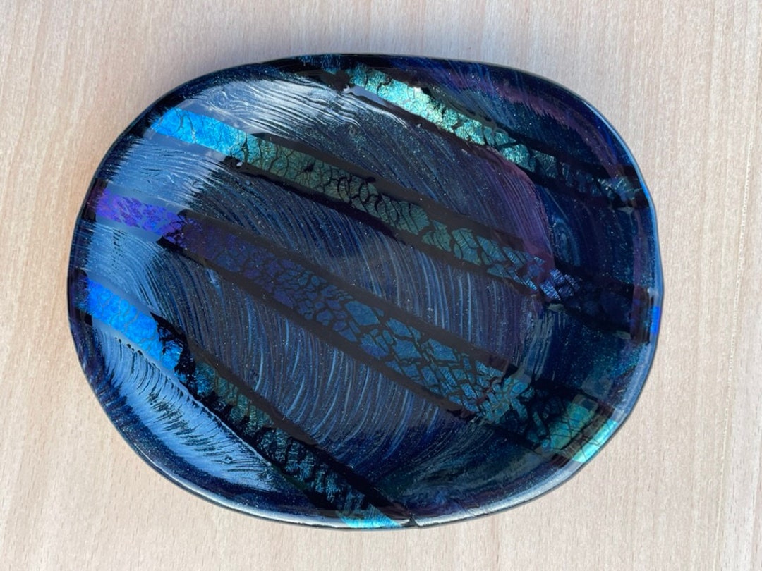 Fused Glass Pot Melt Blue Serving Bowl Key Soap Dish Candle Holder - Etsy