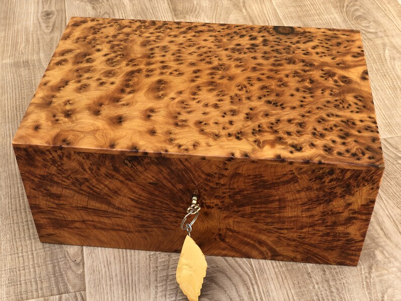 XXL Special Handmade Thuya Wood Box, Lockable Wood Jewelry Box, Two ...
