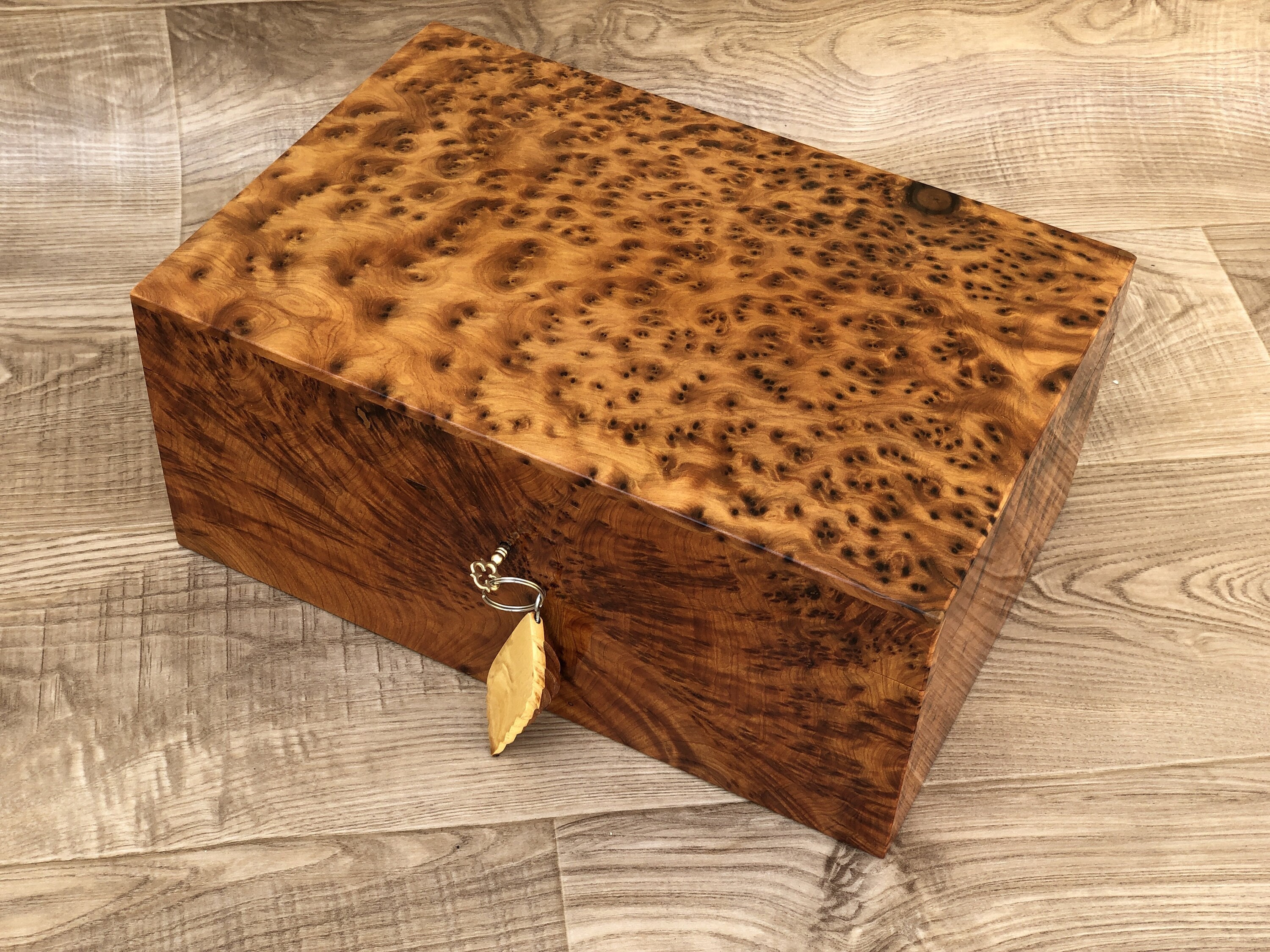 XXL Special Handmade Thuya Wood Box, Lockable Wood Jewelry Box, Two ...