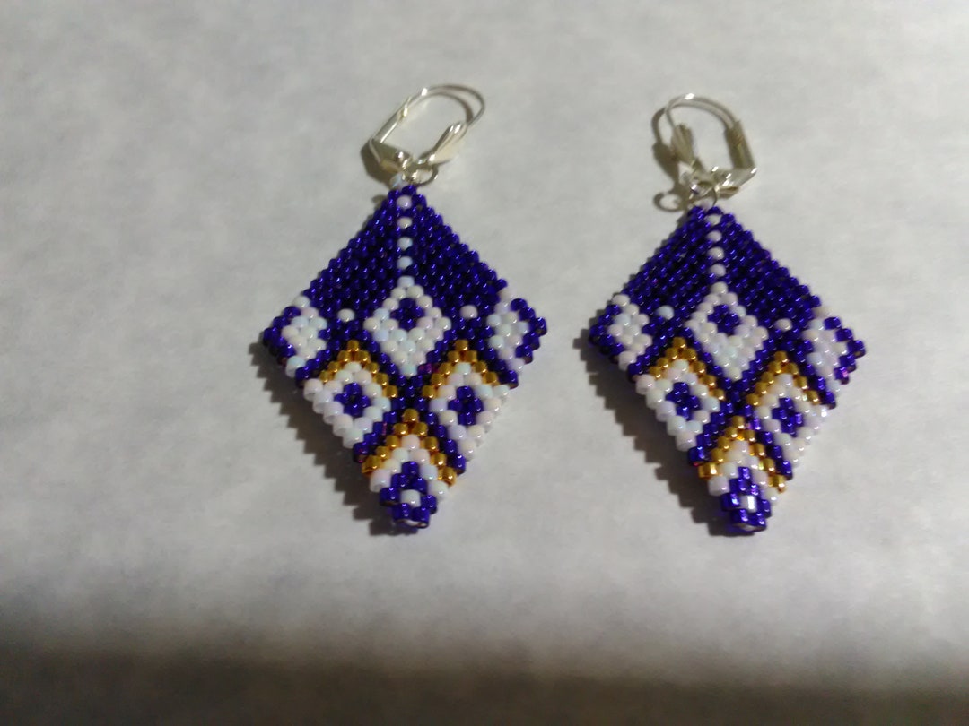 Diamond Shape Seed Bead Earrings - Etsy Italia