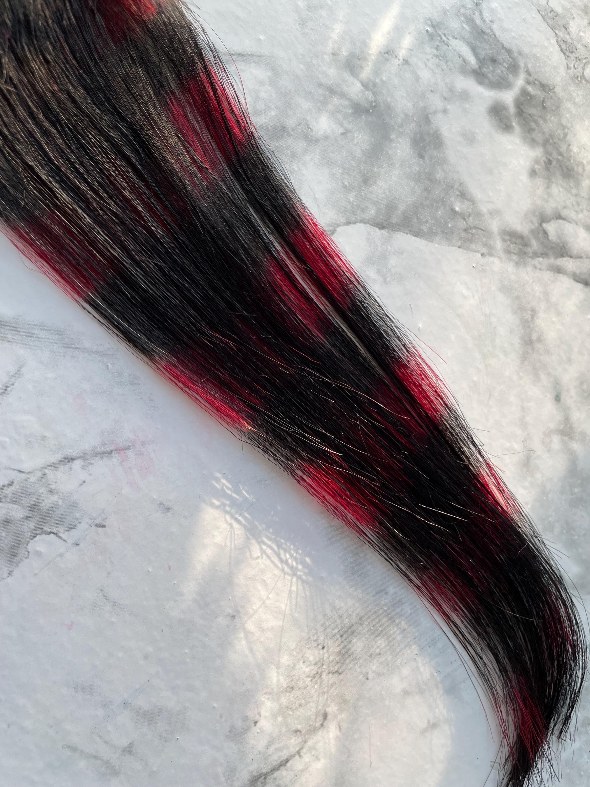 Red and Black Raccoon Tail Hair Extension - Etsy