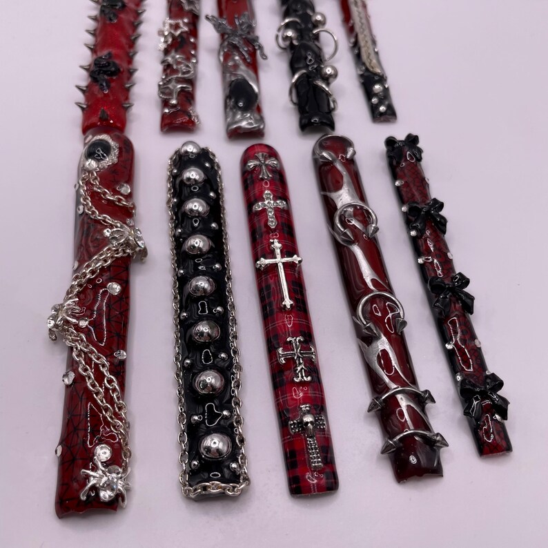 Black and Red Visual Kei 10XL Press on Nail Set - Etsy
