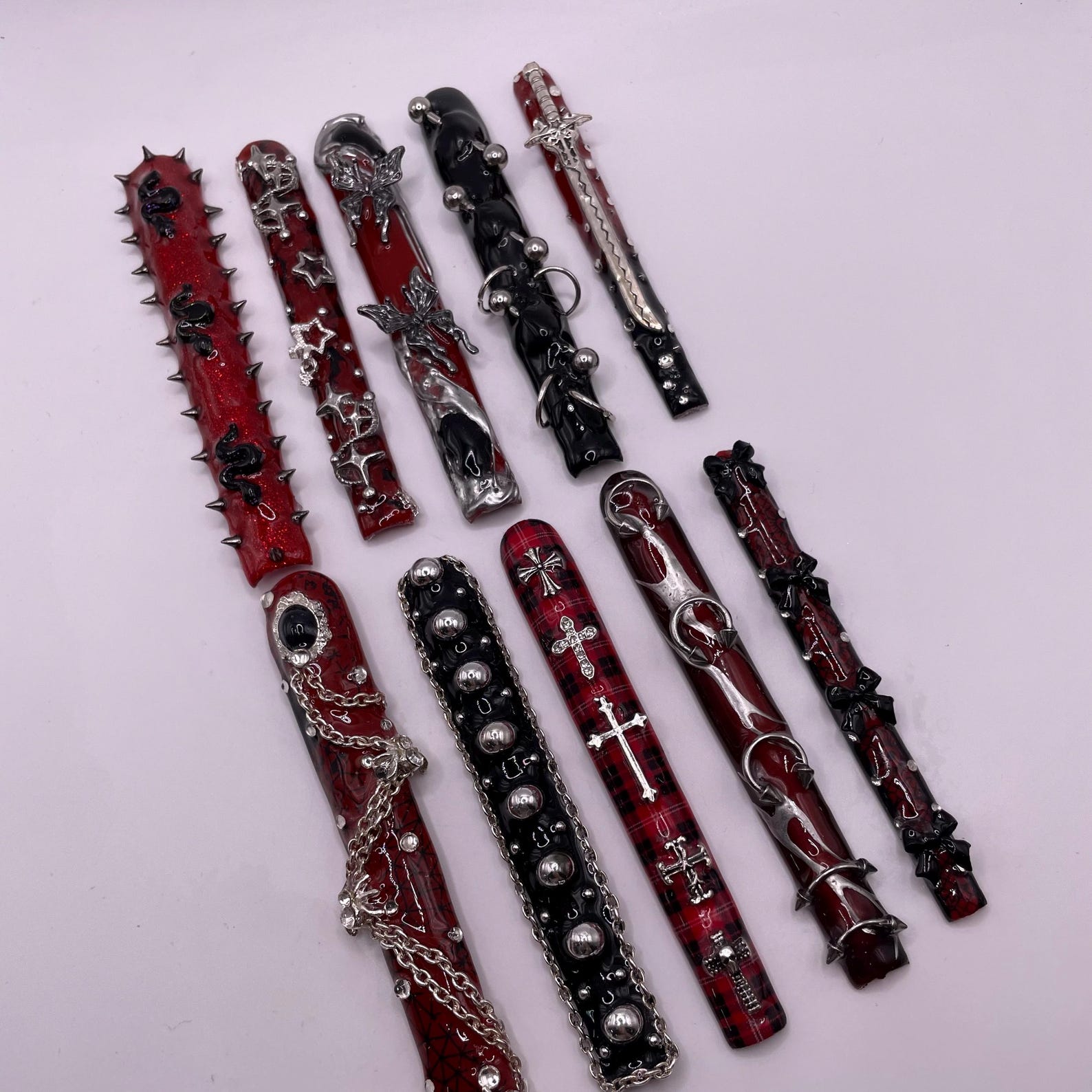 Black and Red Visual Kei 10XL Press on Nail Set - Etsy