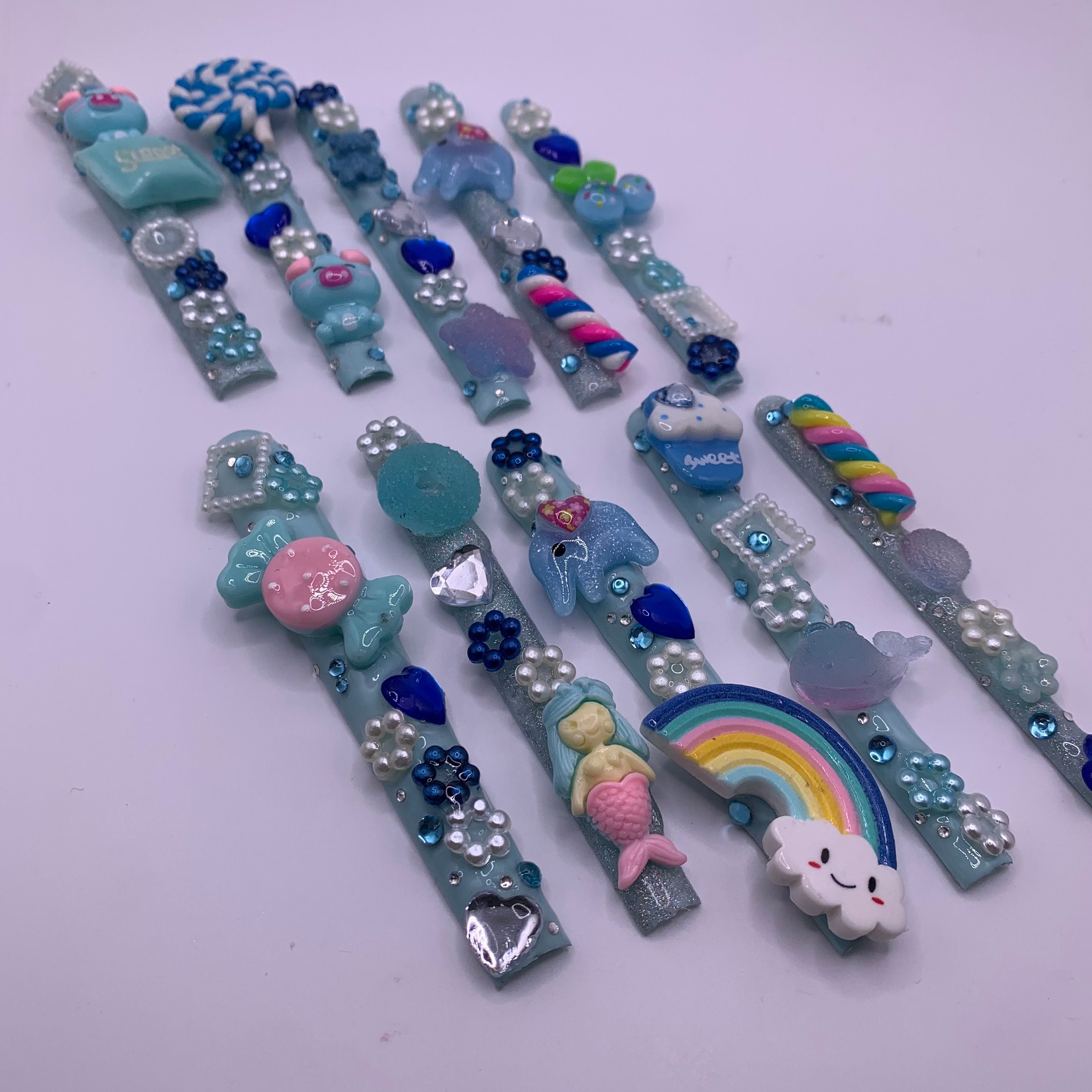 Blue Gyaru Kawaii 10XL Press on Nail Set - Etsy