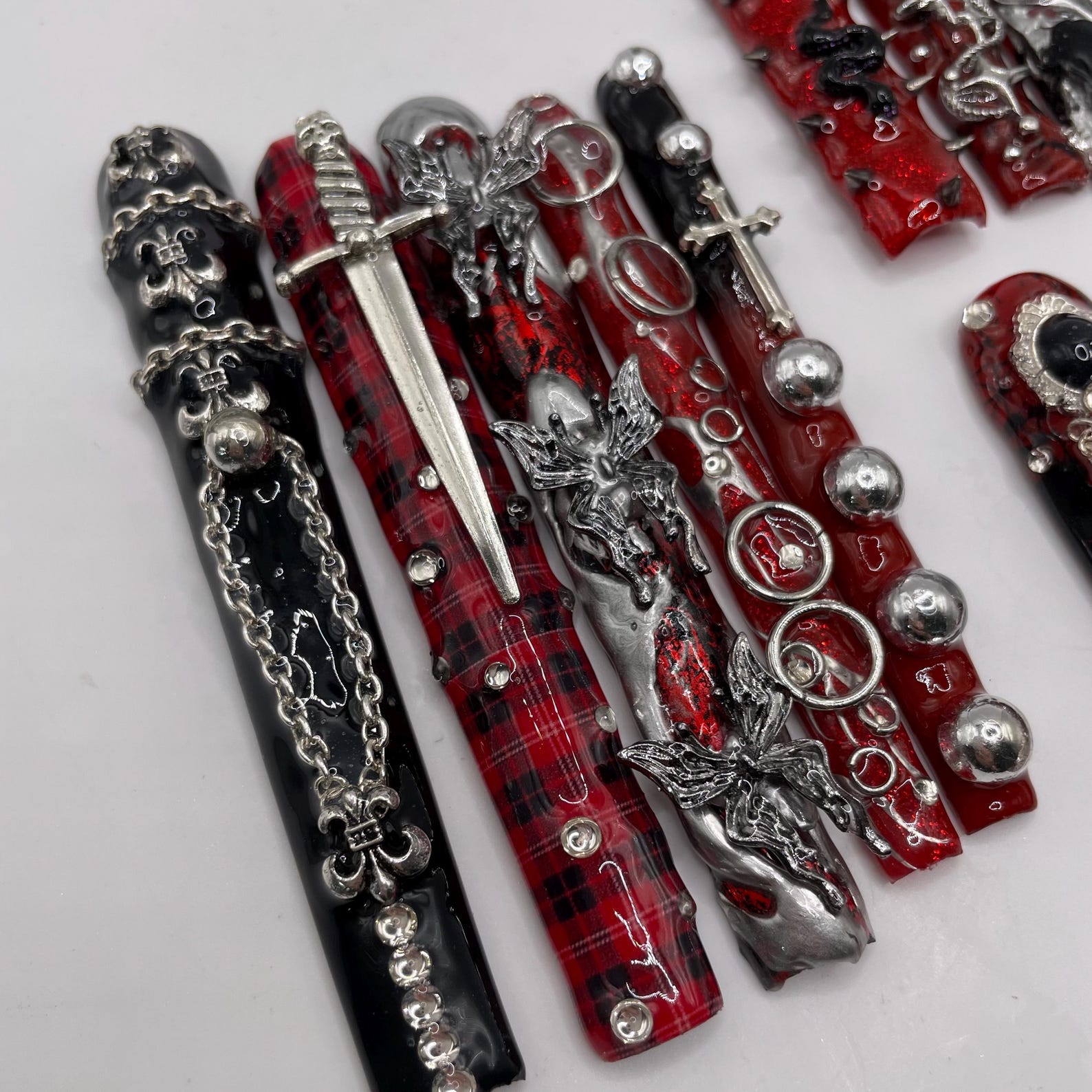 Black and Red Visual Kei 10XL Press on Nail Set - Etsy