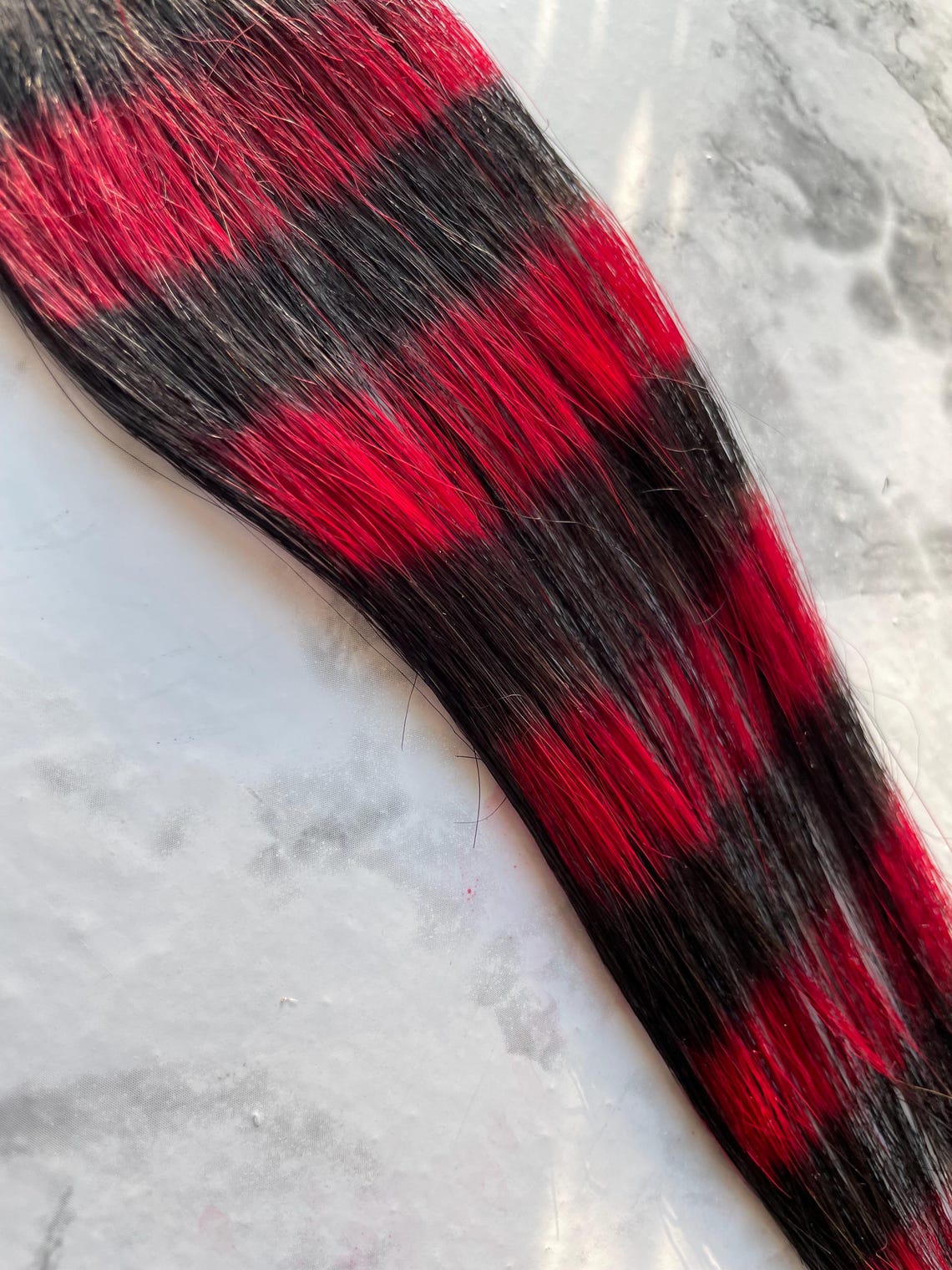 Red and Black Raccoon Tail Hair Extension - Etsy