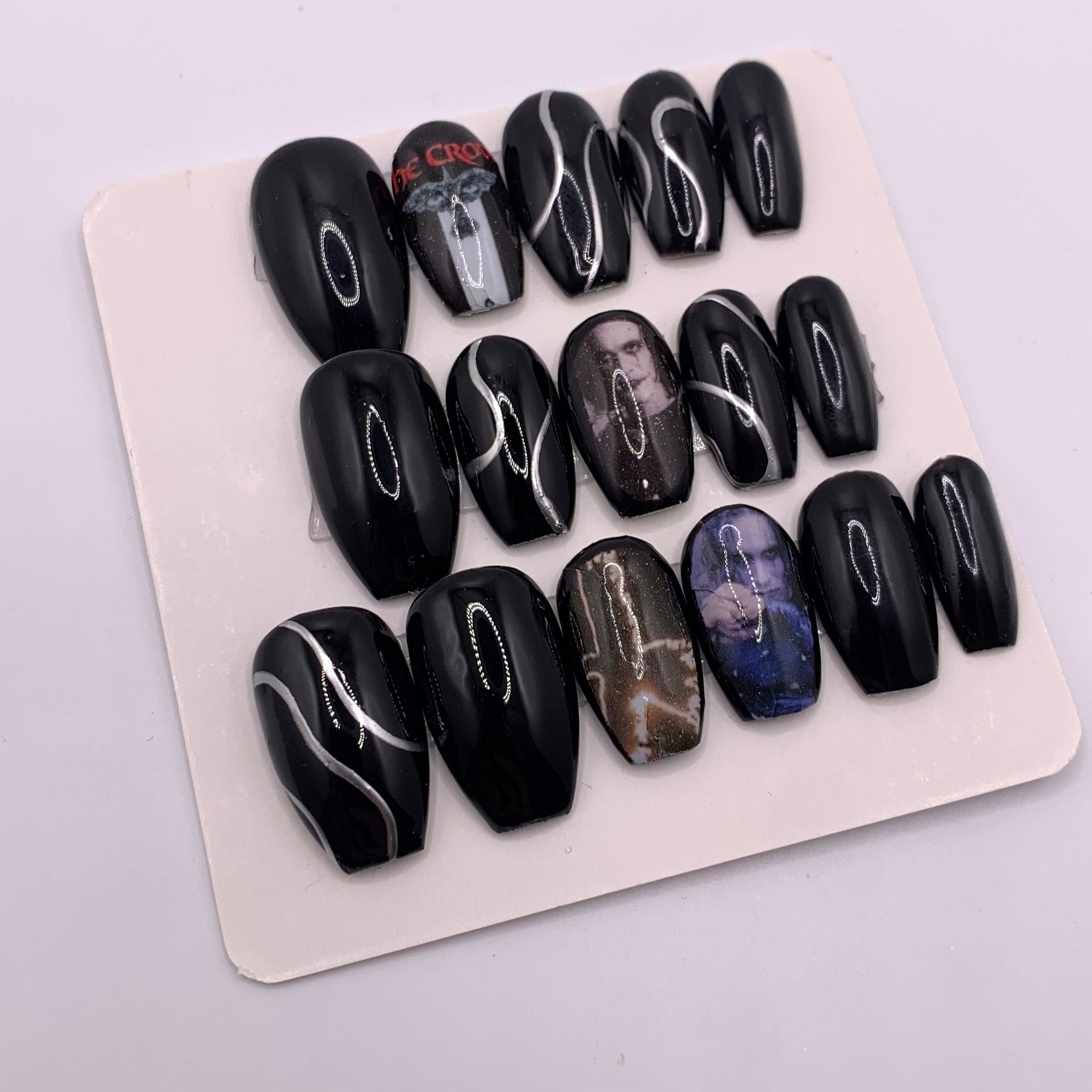 The Crow Press on Nails - Etsy