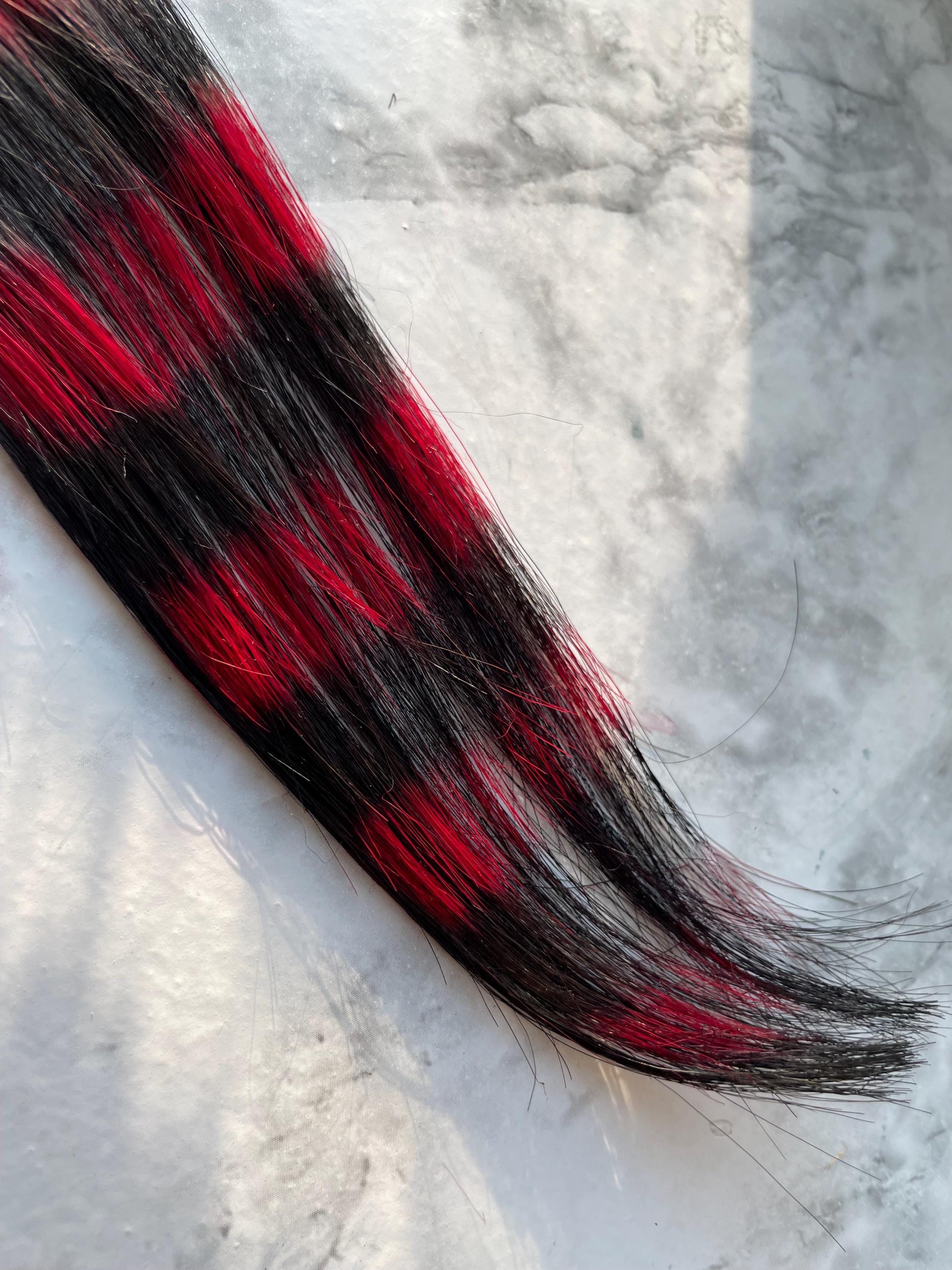 Red and Black Raccoon Tail Hair Extension - Etsy