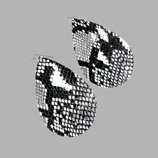 Snake Skin Leather Earrings - Etsy