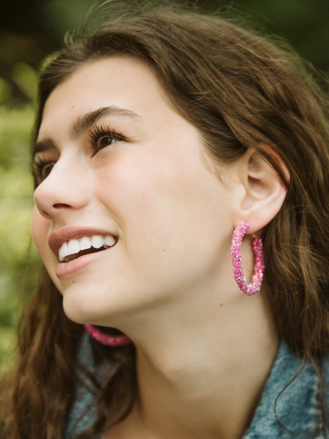 Rainbow Glitter Hoops * Pink Earrings, Glitter Earrings, Valentine's ...