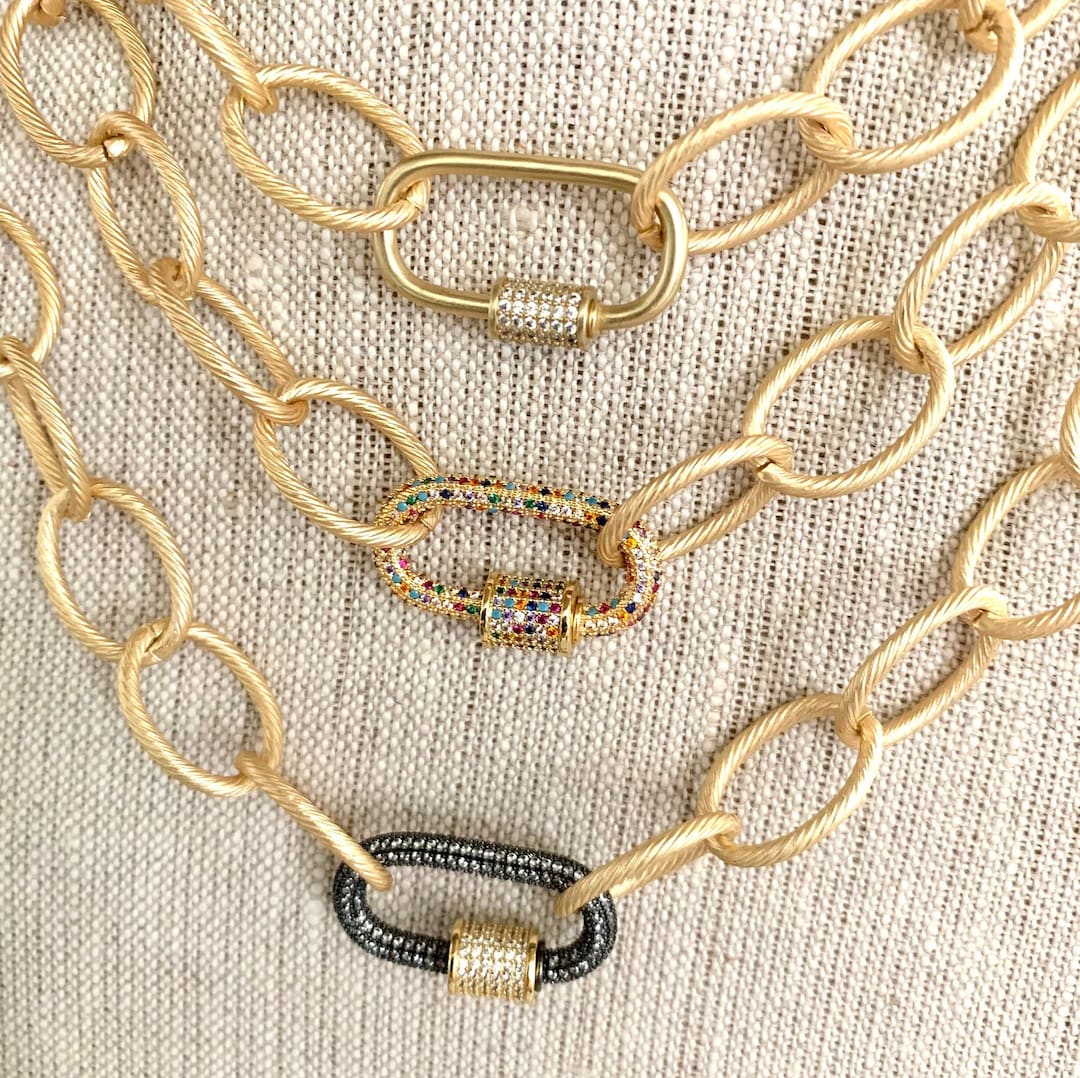 Matte Gold Screw Clasp Necklace choose Your Clasp Carabiner Clasp ...