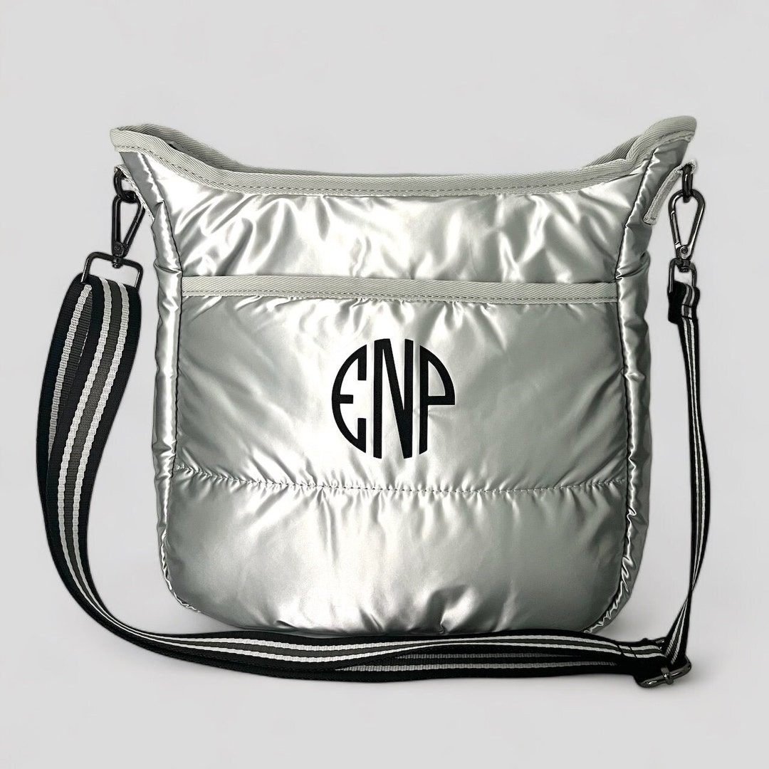 Silver Puffer Bag (monogrammable) * Silver Shoulder Bag, Silver ...