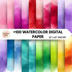 100 Watercolor Texture Digital Paper Pack, Background Bundle Instant ...