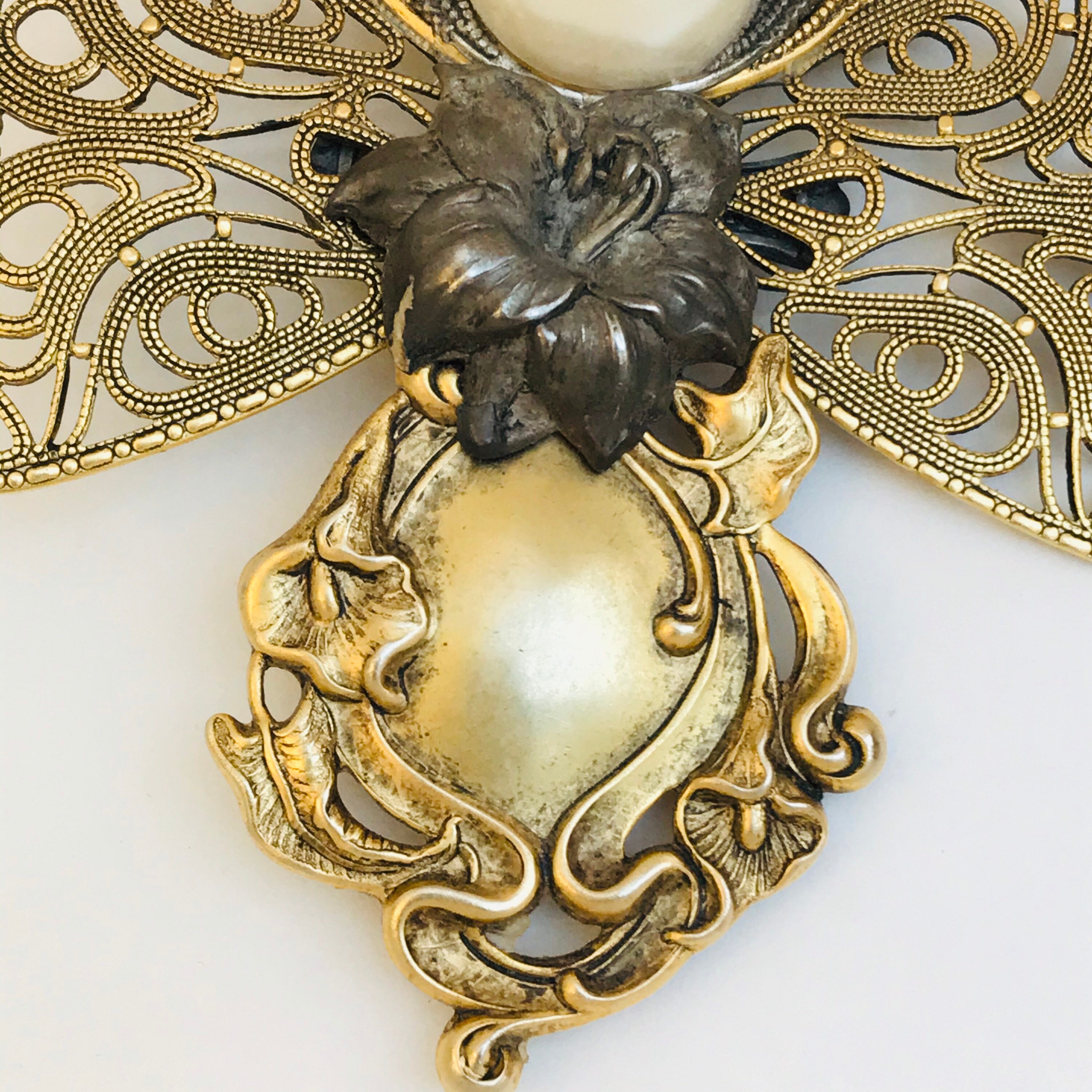 Large Mixed Metal Filigree Angel Brooch - Angel Pin - Etsy