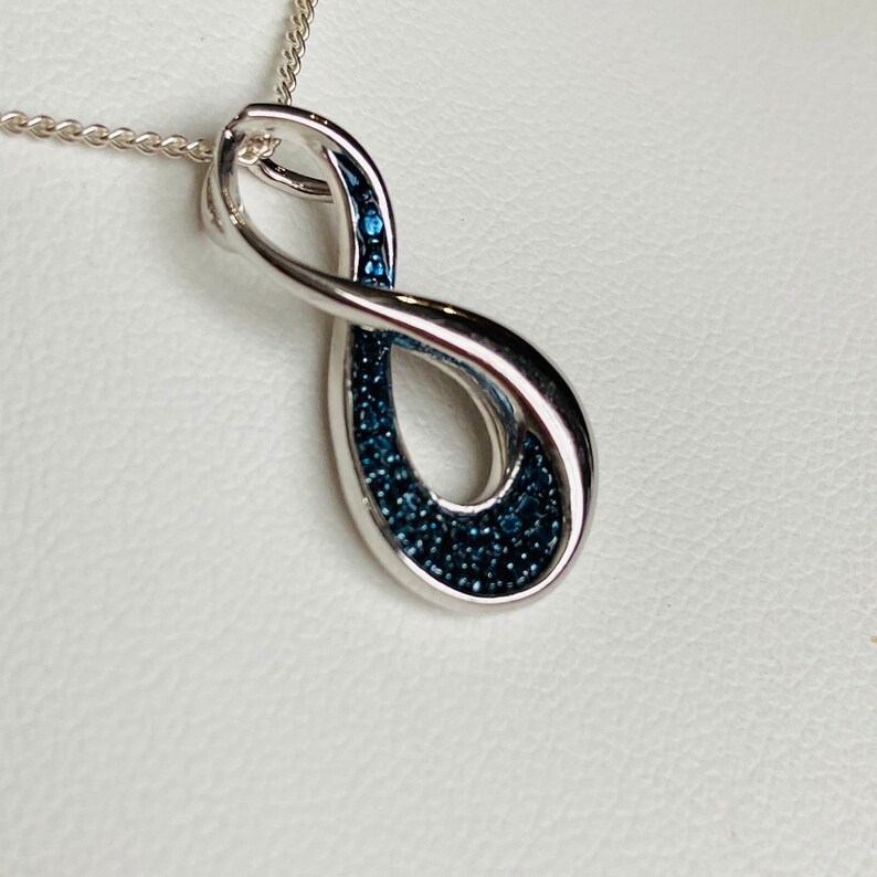 Navy Blue Sterling Silver Pendant 925 Sterling Chain and - Etsy