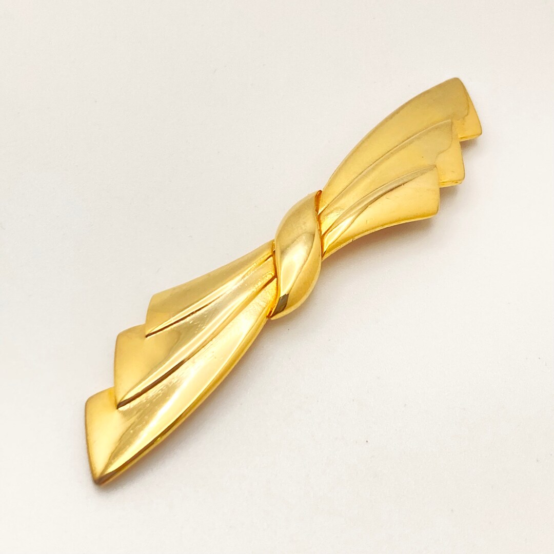 Golden Bow Brooch - Gold Ribbon Pin - Etsy