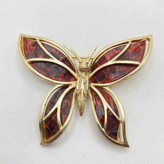 PIM PISCITELLI Butterfly Brooch - Golden Butterfly Pin - Gem