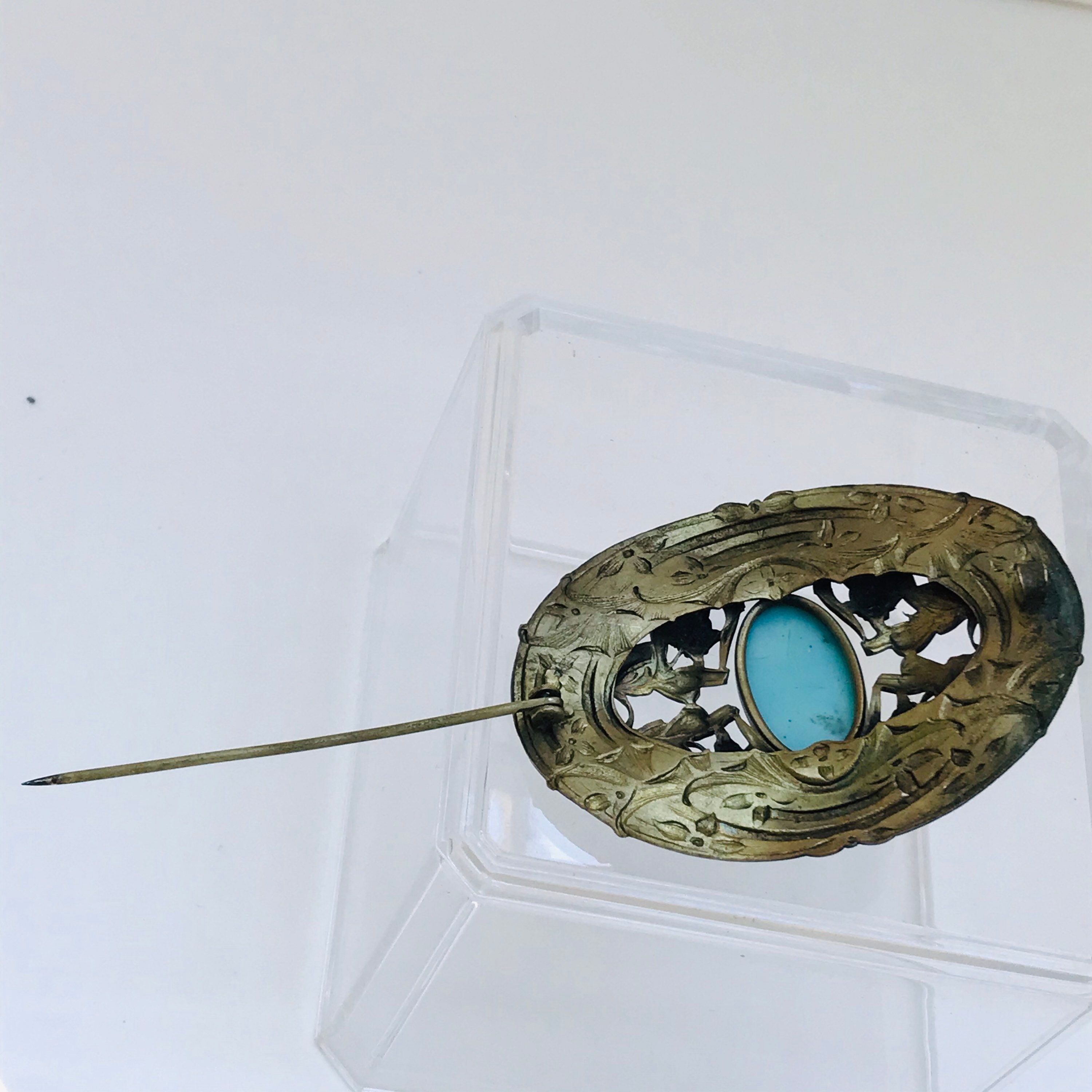 Victorian Sash Pin Bronze Sash Pin Turquoise Sash Pin - Etsy