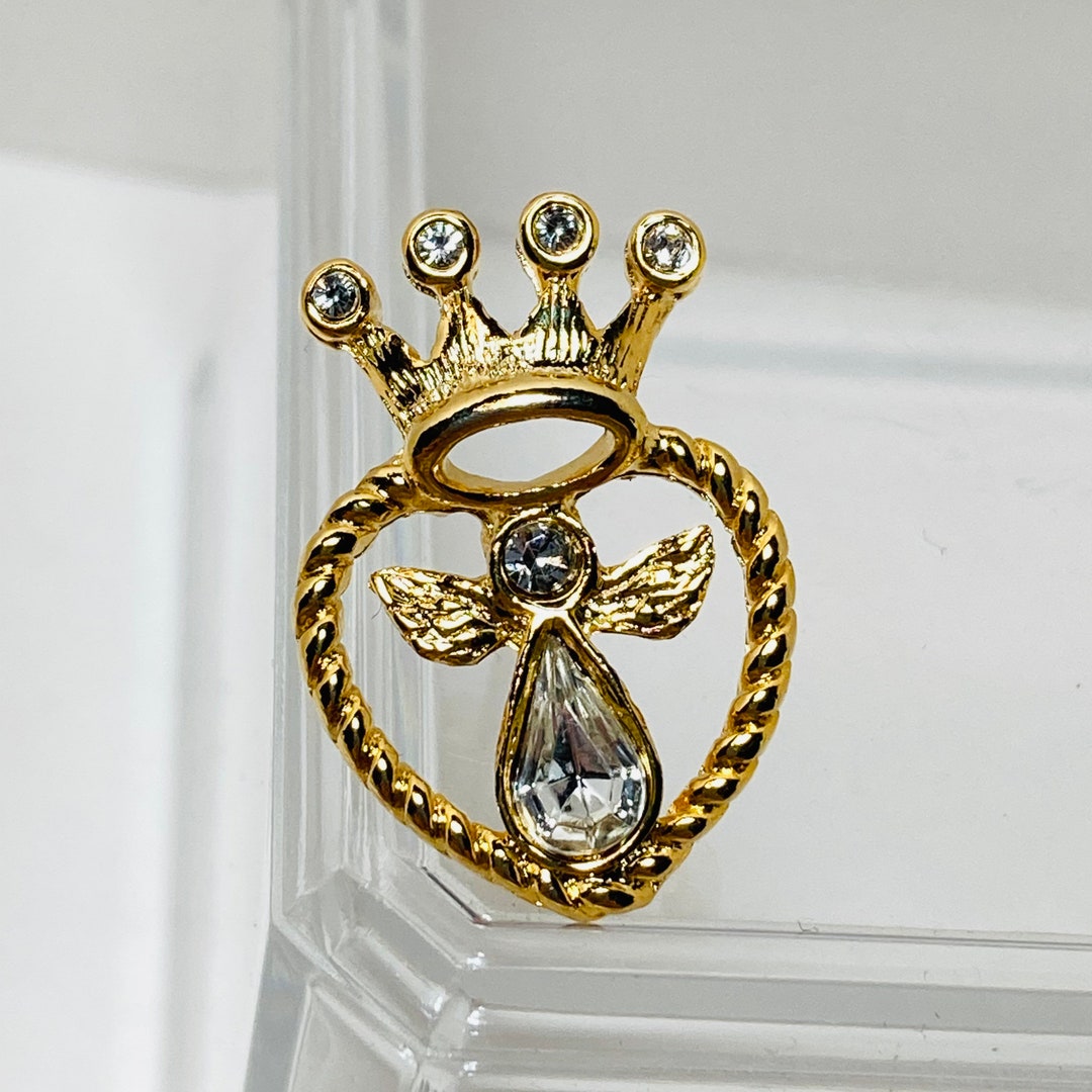 1997 AVON Angel Heart Crown Pin - Angel Tack Pin - Angel Lapel Pin - Etsy