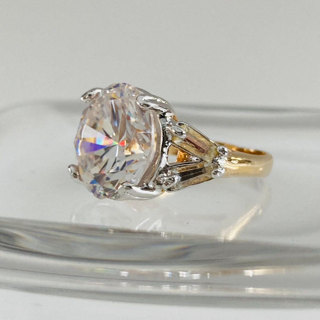 18K Gold HGE Ring - Size 5 Cocktail Ring - Gold Electroplated Ring ...