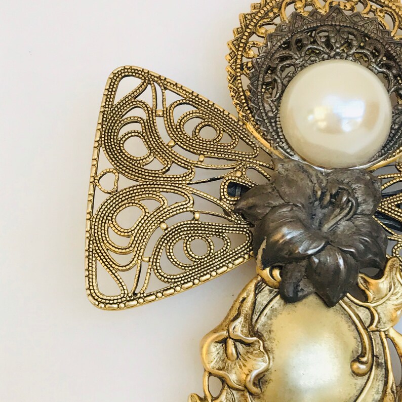 Large Mixed Metal Filigree Angel Brooch - Angel Pin - Etsy