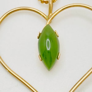 BOJAR 12K Gold Filled Jade and Gold Heart Pendant With 16 Inch 12k Gold ...