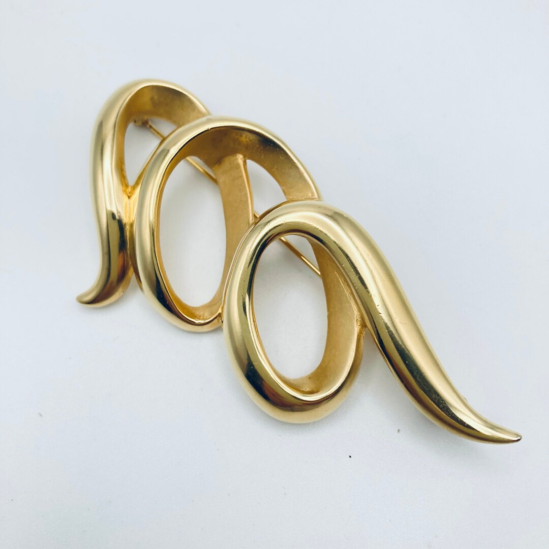 Golden Ribbon Brooch - Gold Ribbon Pin - Golden Swirl Brooch - Etsy