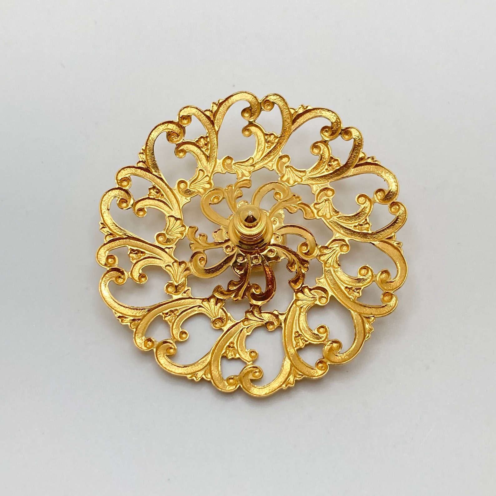 1993 AVON Flower Blossom Pin - Large Round Filigree Brooch - Etsy