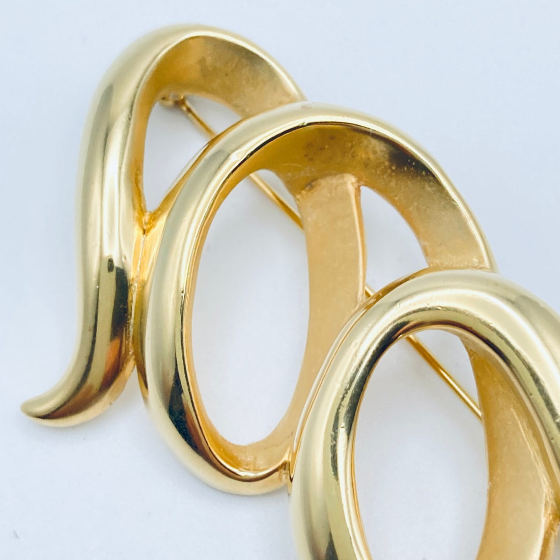 Golden Ribbon Brooch Gold Ribbon Pin Golden Swirl Brooch - Etsy