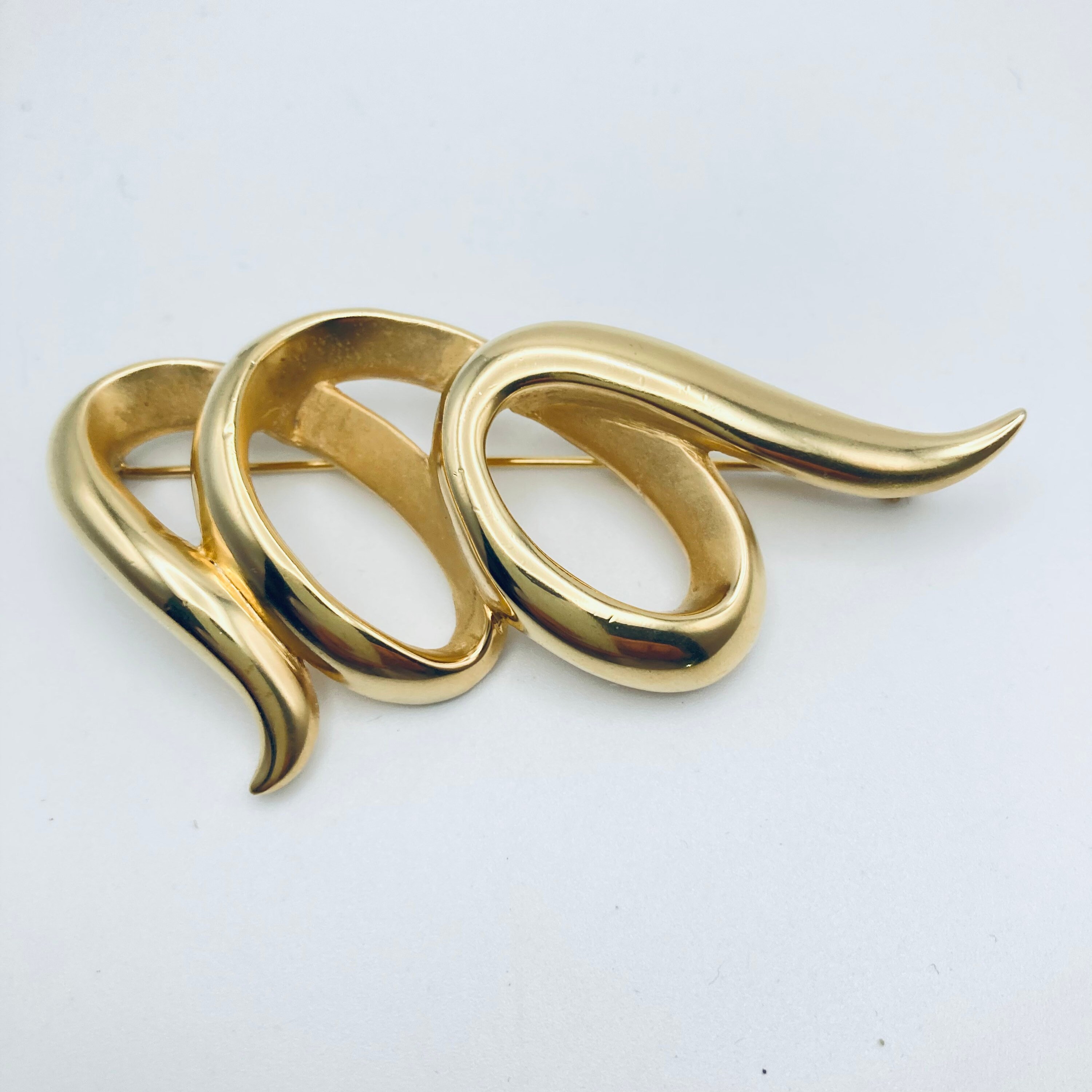 Golden Ribbon Brooch Gold Ribbon Pin Golden Swirl Brooch | Etsy