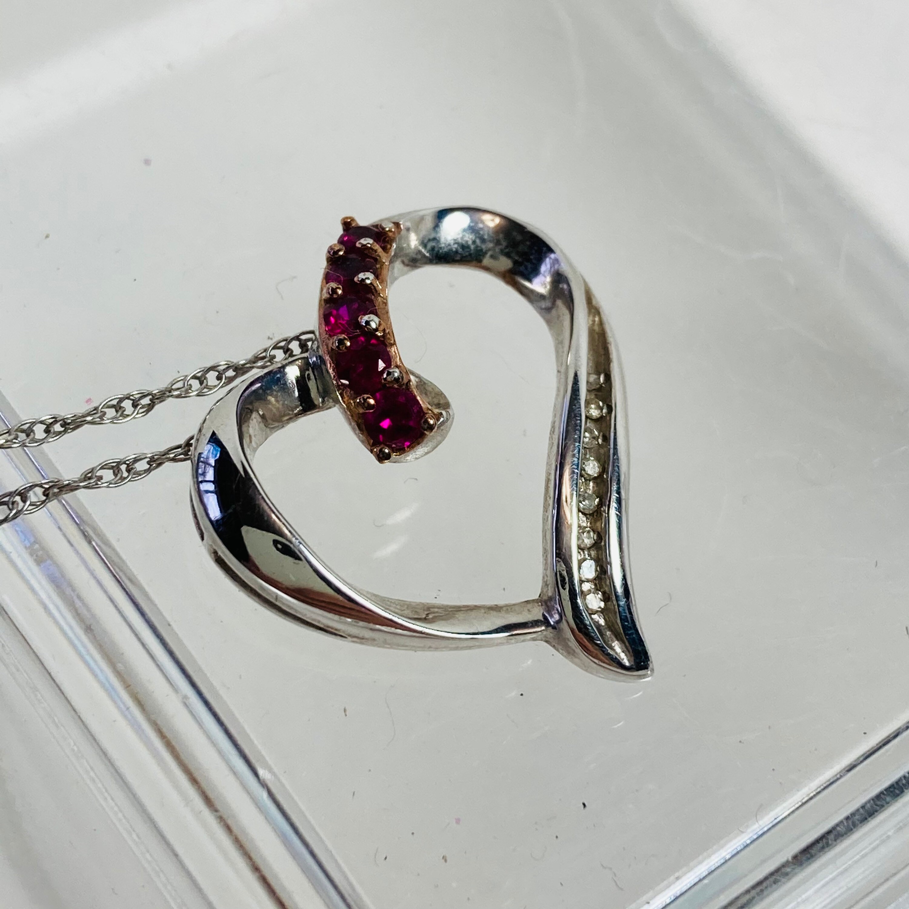 Ruby Heart Pendant 925 Sterling Silver Heart Pendant 18 - Etsy