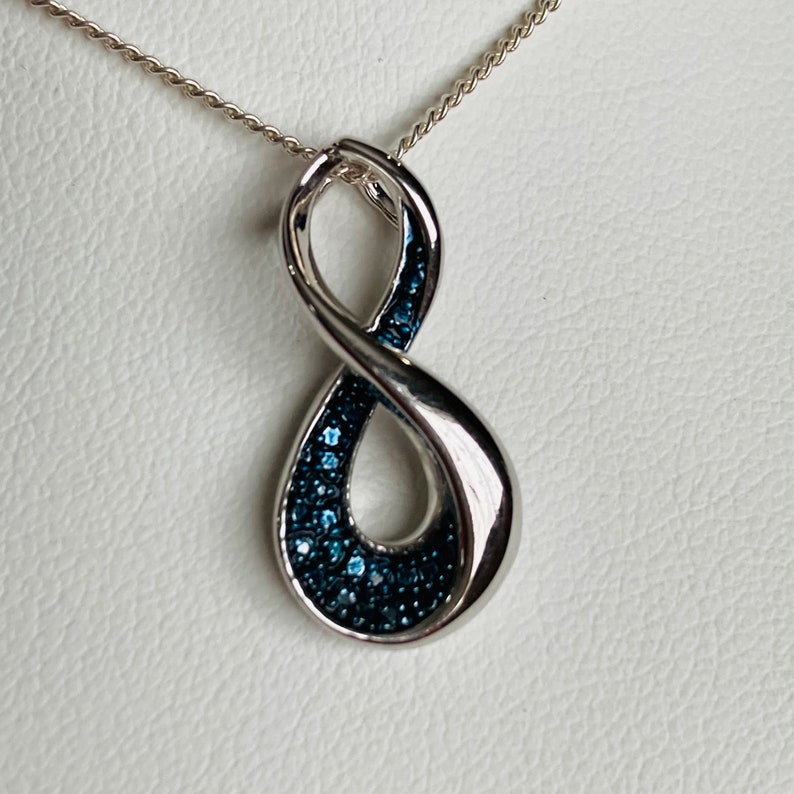 Navy Blue Sterling Silver Pendant 925 Sterling Chain and - Etsy