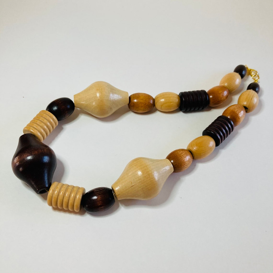 Large Wooden Bead Necklace - 18 Inch - Ethnic Necklace - African ...