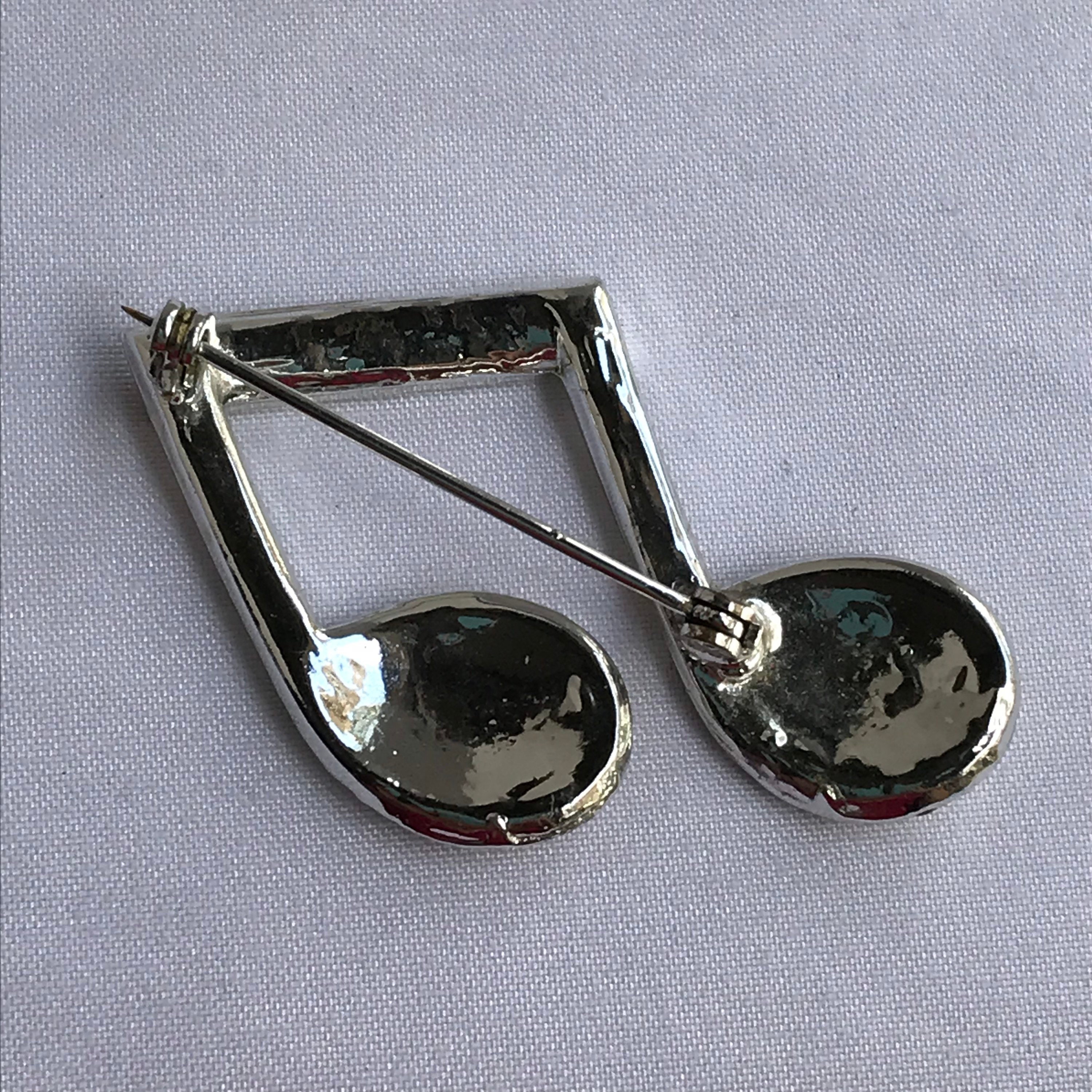 Musical Note Rhinestone Brooch - Music Note Pin - Vintage Music Pin - Etsy
