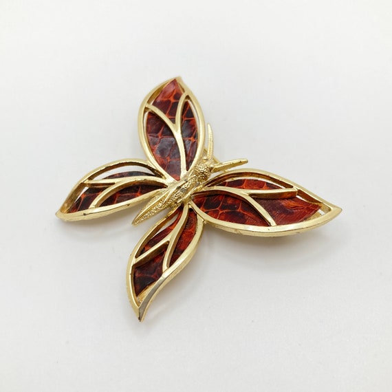 PIM PISCITELLI Butterfly Brooch - Golden Butterfly Pin - Gem