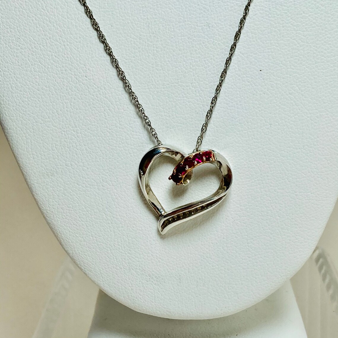 Ruby Heart Pendant 925 Sterling Silver Heart Pendant 18 - Etsy