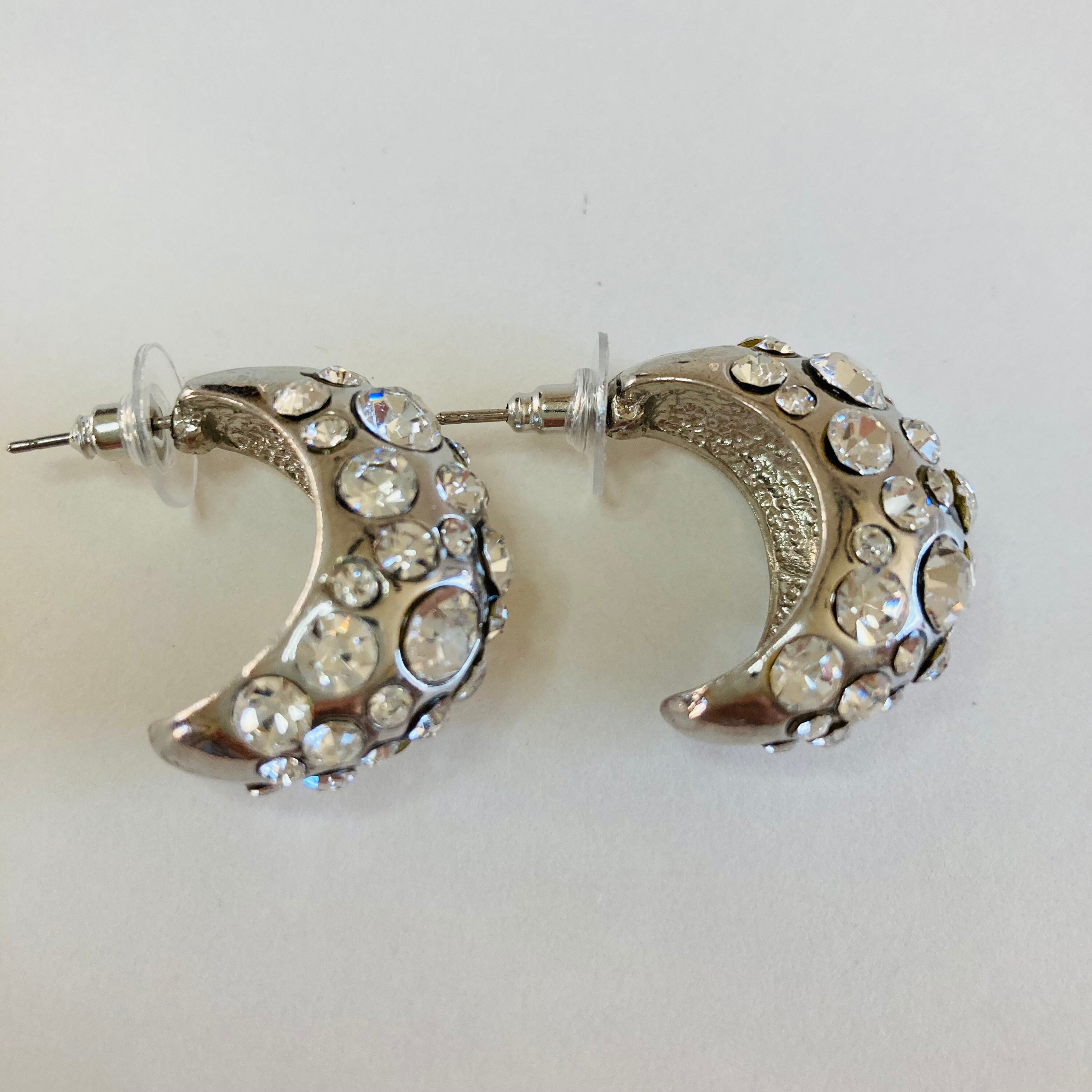 Bling Earrings Rhinestone Earrings Rhinestone Half Moon - Etsy UK