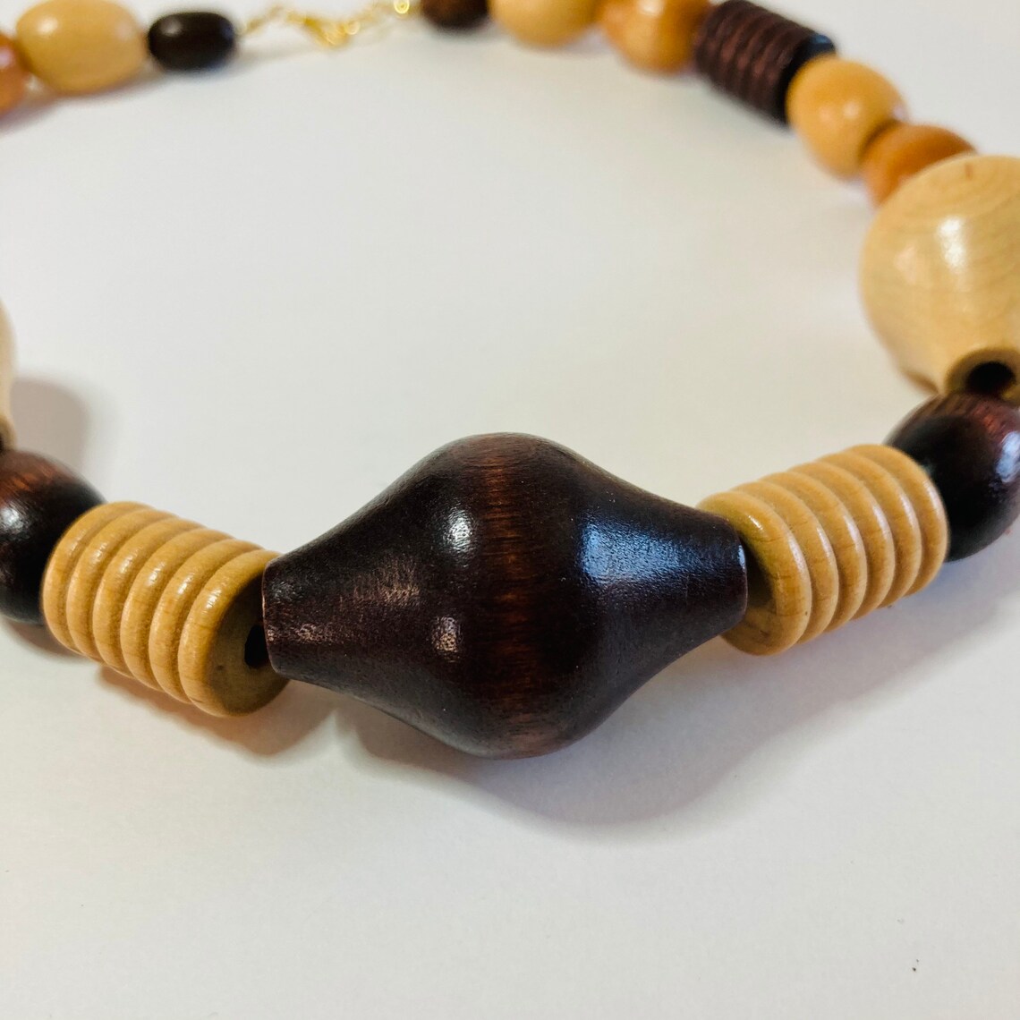 Large Wooden Bead Necklace - 18 Inch - Ethnic Necklace - African ...