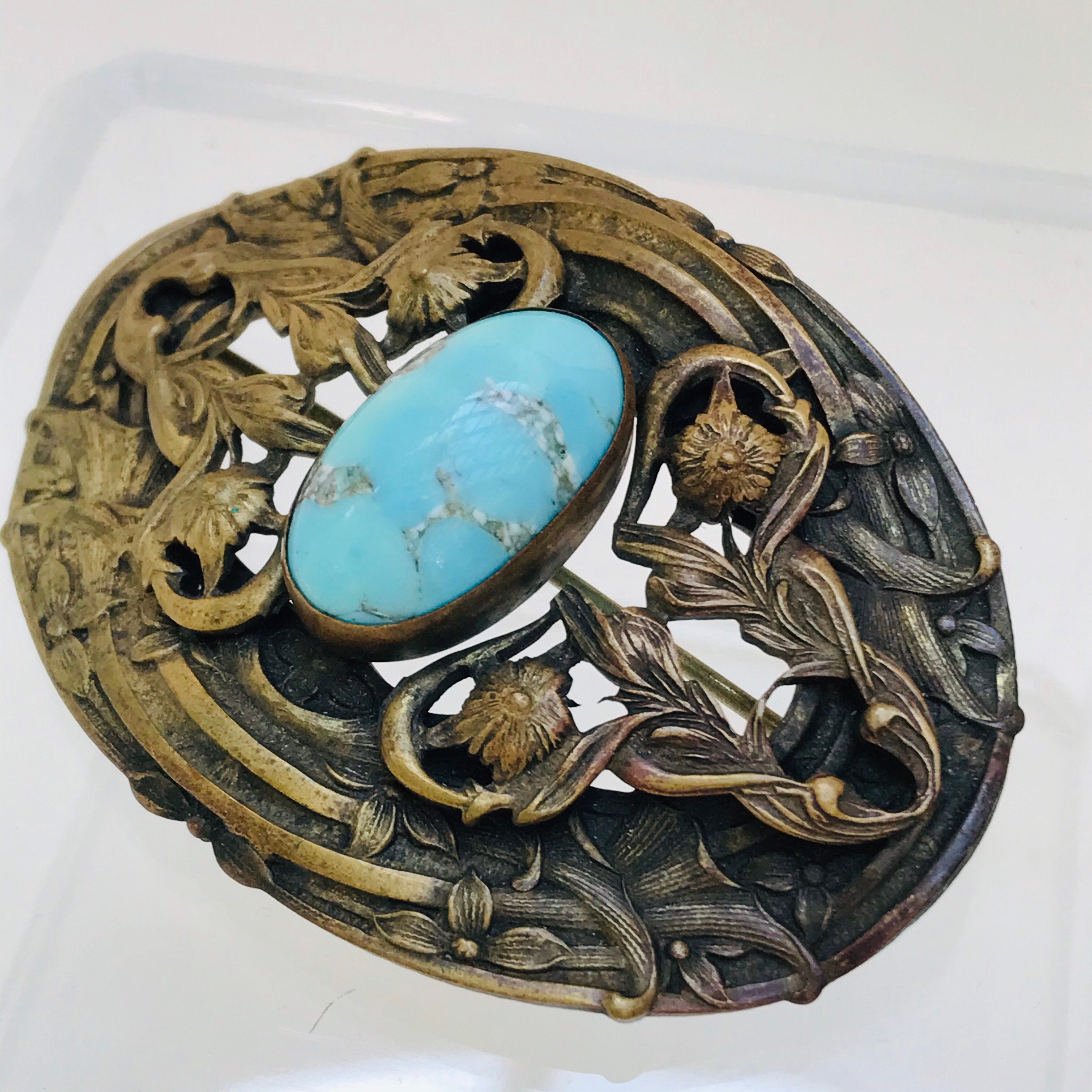 Victorian Sash Pin Bronze Sash Pin Turquoise Sash Pin - Etsy