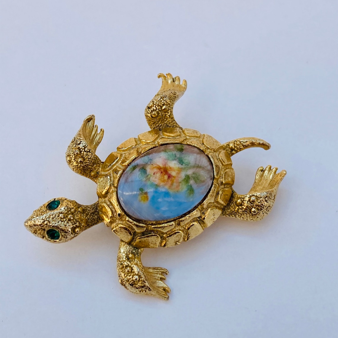 Golden Turtle Brooch Porcelain Turtle Pin Vintage Turtle | Etsy