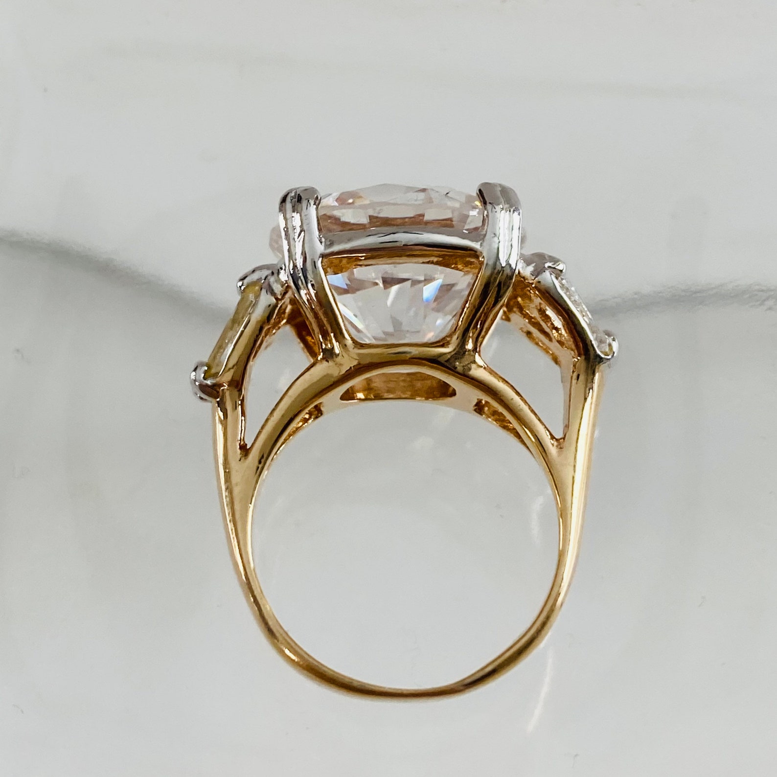 18K Gold HGE Ring Size 5 Cocktail Ring Gold Electroplated - Etsy