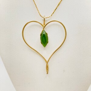 BOJAR 12K Gold Filled Jade and Gold Heart Pendant With 16 Inch 12k Gold ...