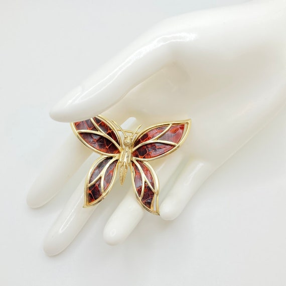 PIM PISCITELLI Butterfly Brooch - Golden Butterfly Pin - Gem