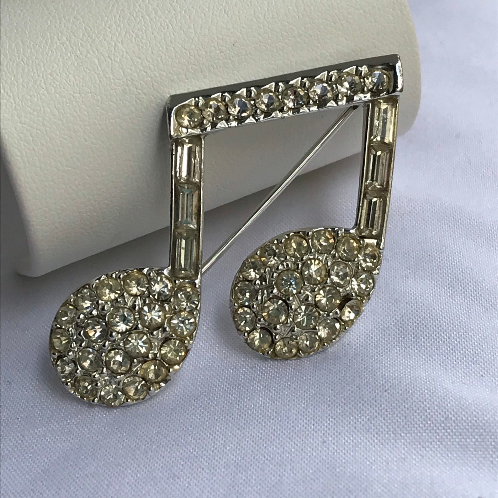 Musical Note Rhinestone Brooch - Music Note Pin - Vintage Music Pin - Etsy