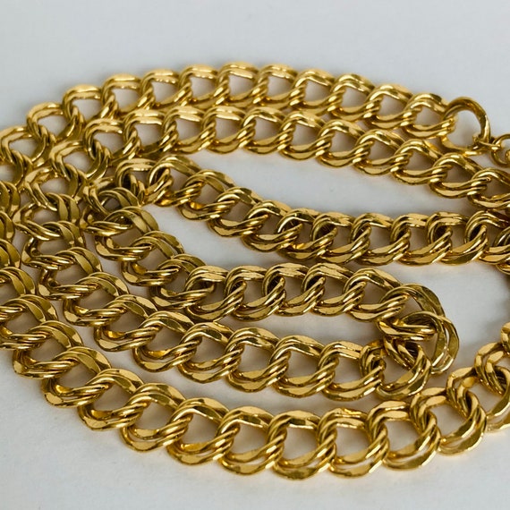 Double Curb Chain Necklace 23 Inch Necklace Gold Tone Curb | Etsy