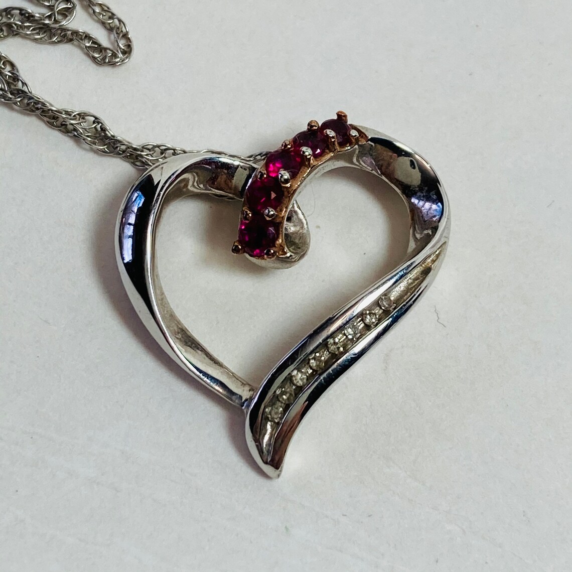 Ruby Heart Pendant 925 Sterling Silver Heart Pendant 18 | Etsy