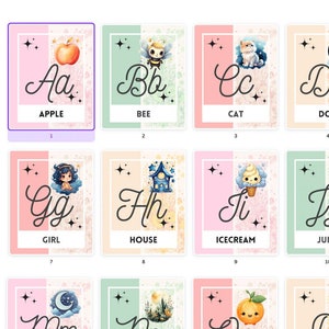 Alphabet Posters With Celestial Boho Pastel Tarot Theme, Digital ...