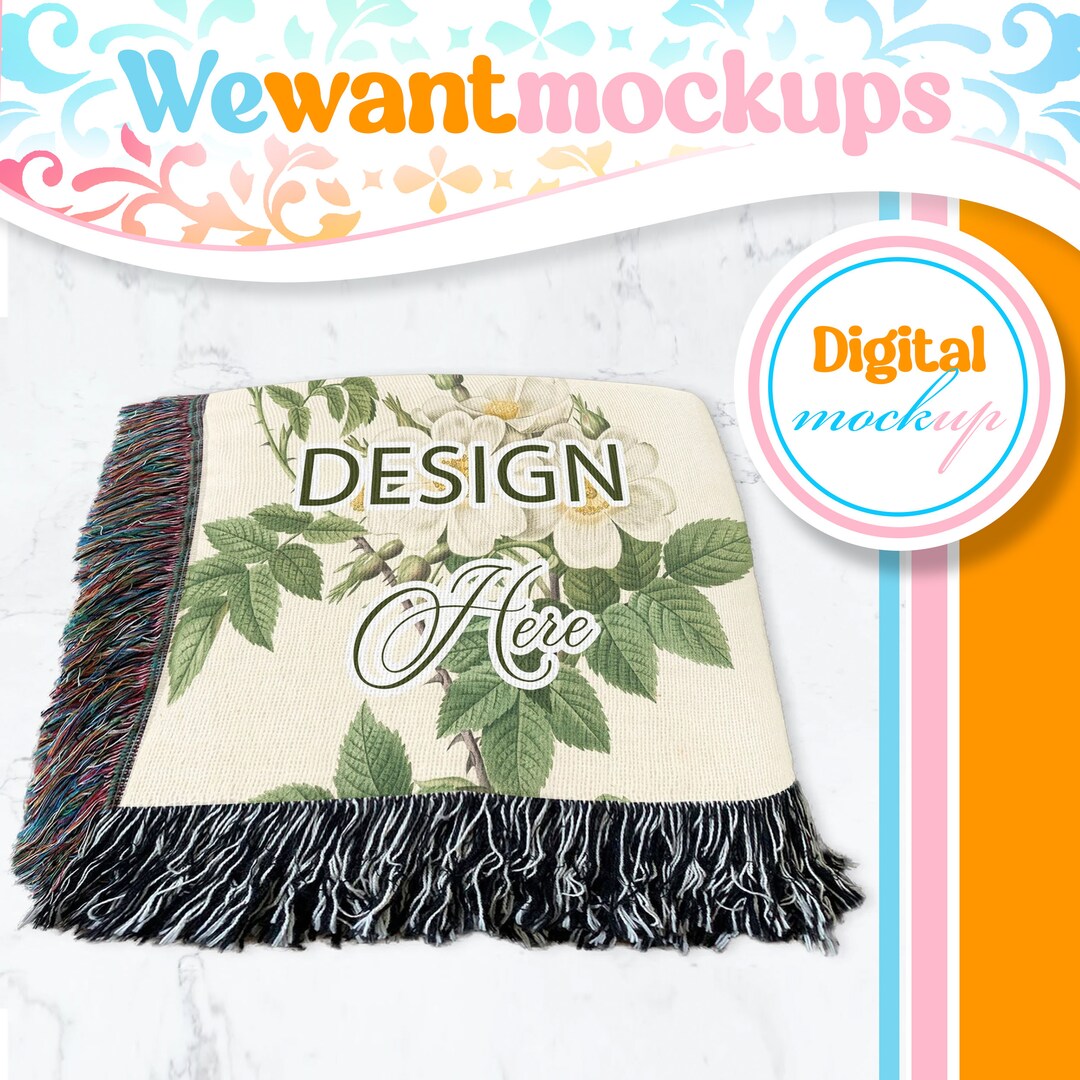 Folded Woven Throw Blanket Mock Up, Photoshop Template Mock-up With ...